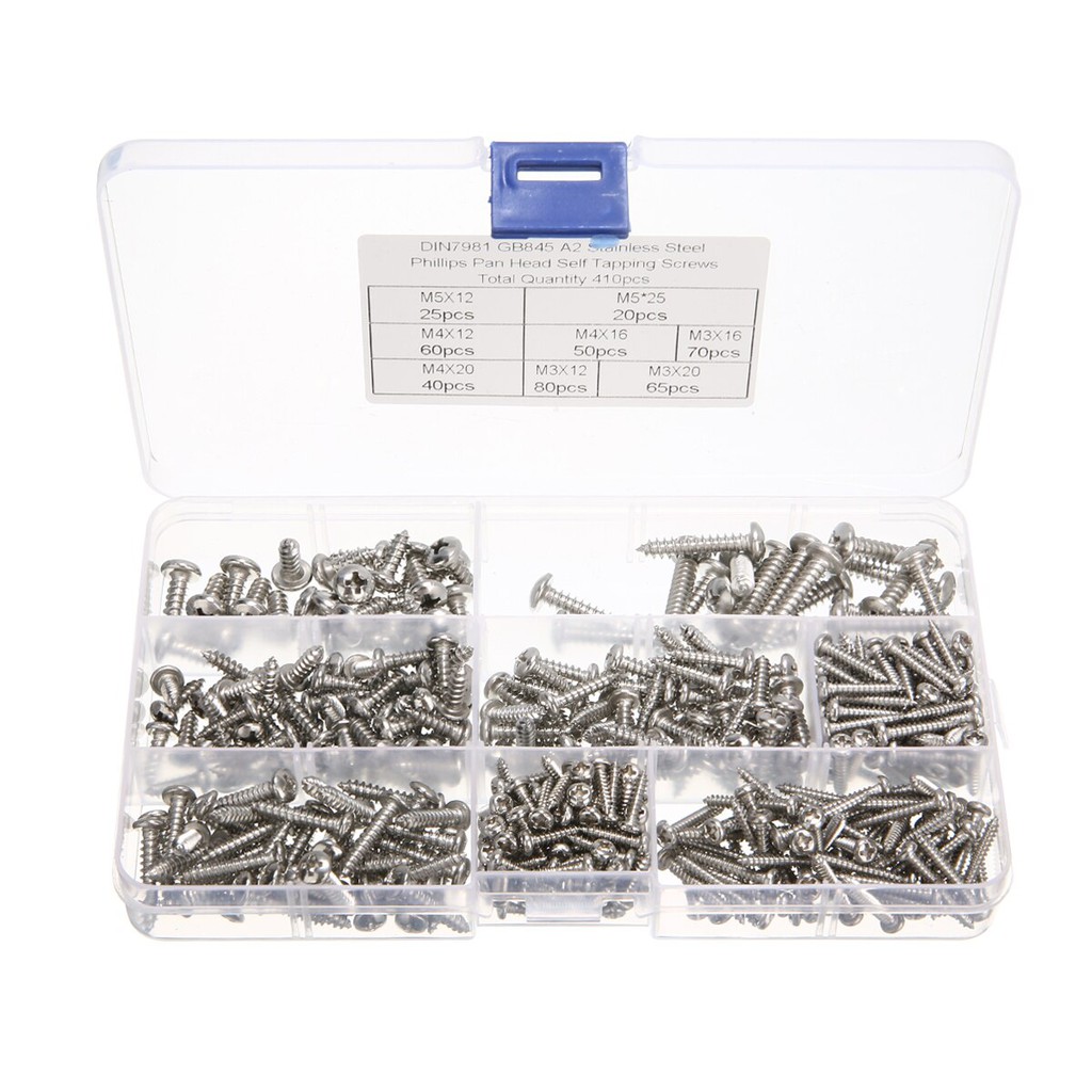Jual 410pcs Mix Flat Head Screws Kit Stainless Steel Small Screws Nails ...