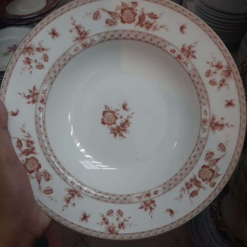 Jual FLOWER VINTAGE SOUP PLATE PIRING KERAMIK SANGO MOTIF BUNGA JADUL ...