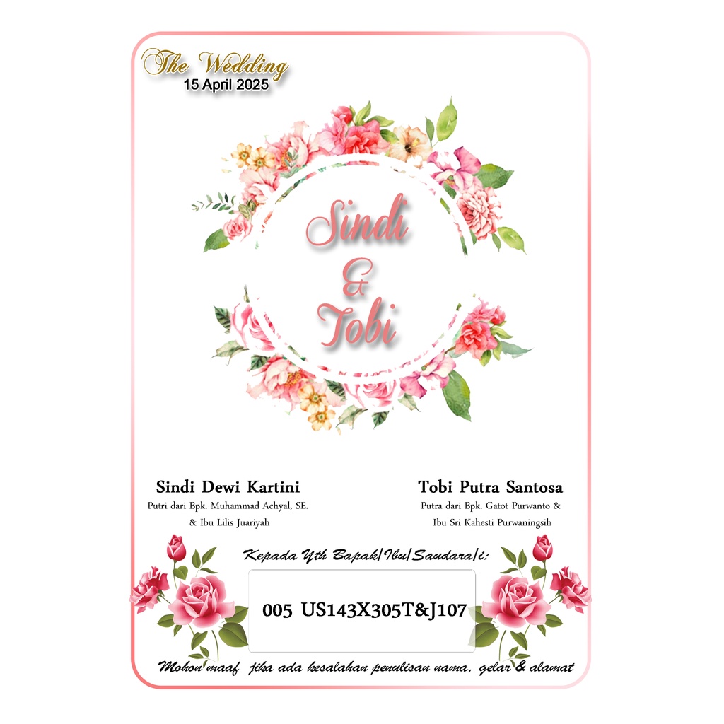 Jual Undangan mini Kopi Pernikahan 005 US1525X215T&J107 Khitanan Custom ...