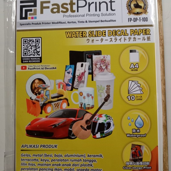 Jual Fastprint Kertas Water Slide Decal Paper Ukuran A4 100 Gram (10 ...
