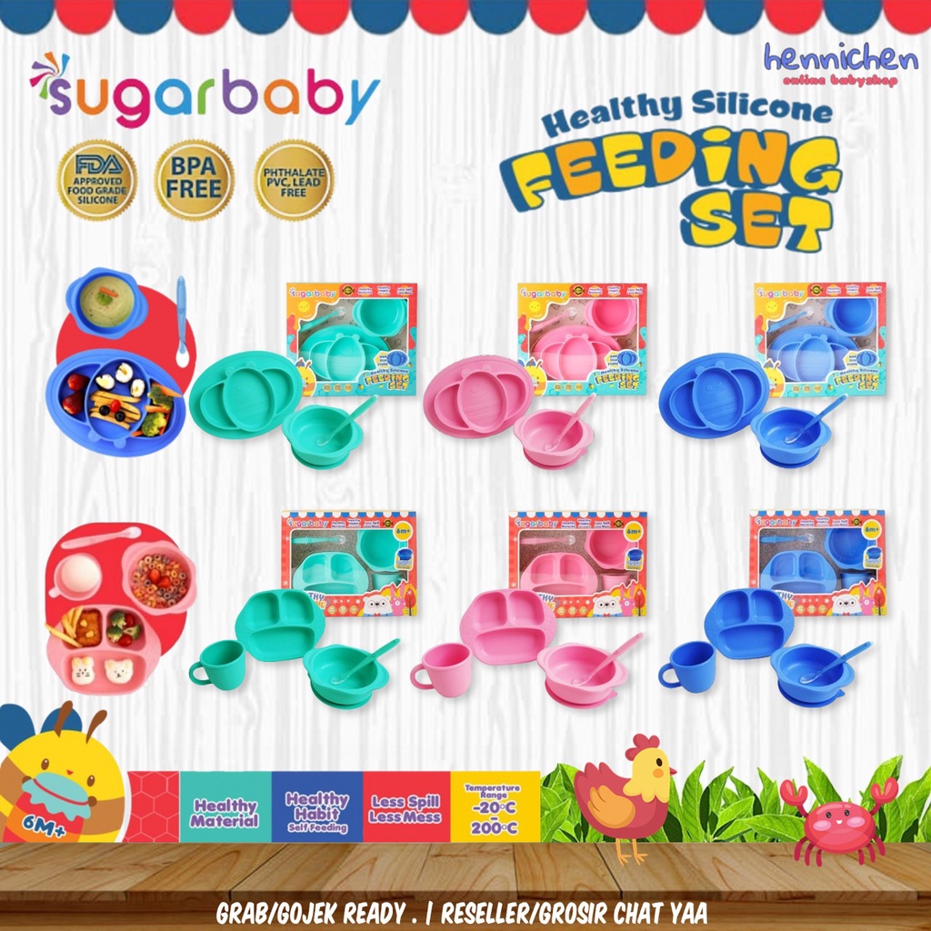 Jual Sugar Baby Healthy Stainless / Silicone Feeding Set / perlengkapan ...
