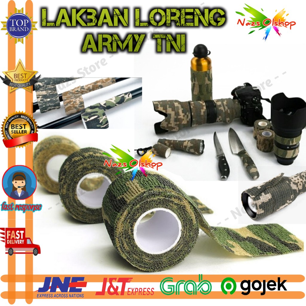 Jual Lakban Kain Corak Loreng TNI ABRI Retractable Tape Army Hunting ...