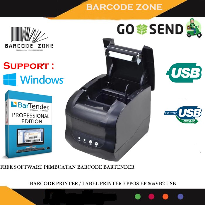 Jual BARCODE THERMAL LABEL PRINTER XPRINTER XP-365B - USB - LAN PRINTER ...