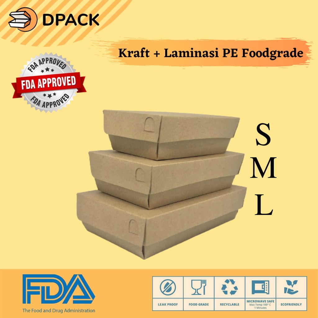 Jual MIN.50pcs | Kotak Makan Kertas Selip Polos | Lunch Box | Kemasan ...