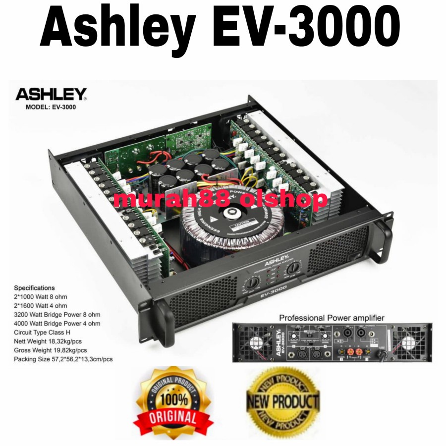 Jual POWER AUDIO power ampli ASHLEY ev 3000 EV-3000 ev3000 ORIGINAL | Shopee Indonesia