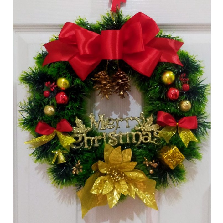 Jual Krans Natal Ukuran Jumbo 35cm Hiasan Pintu | Shopee Indonesia