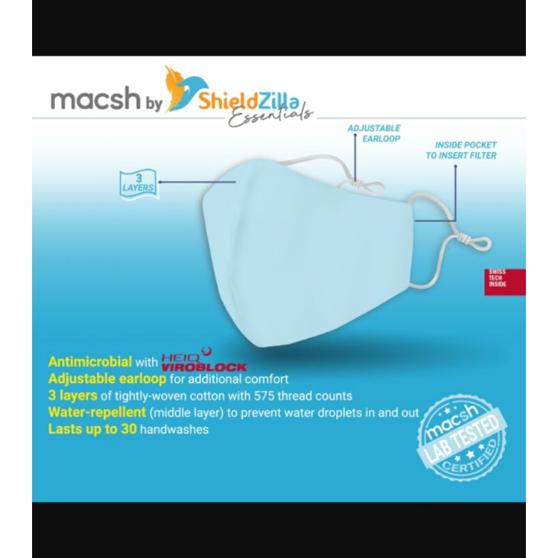 Jual Face Mask - Masch by Shieldzilla HeiQ Viroblcok Swiss - Masker ...