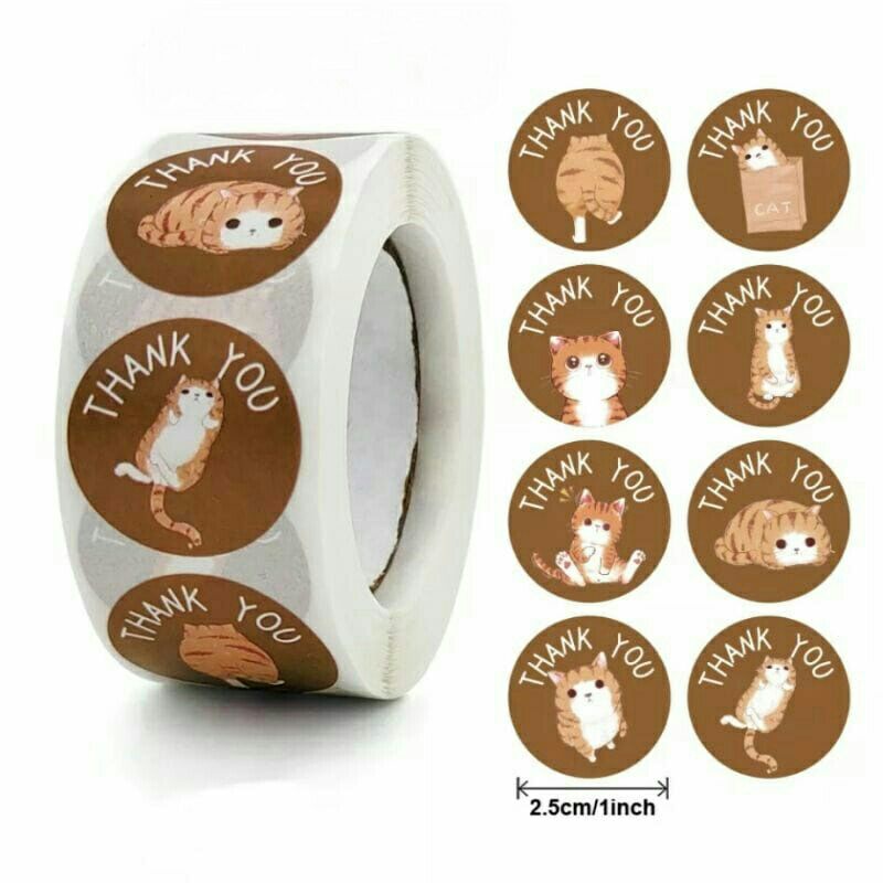 Jual Stiker Ucapan Terima Kasih Kucing Cokelat Lucu Sticker Thank You ...