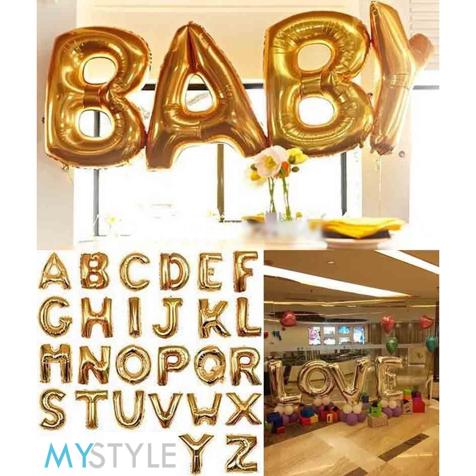 Jual BALON FOIL HURUF JUMBO 1 METER GOLD BALON PESTA BALON MURAH BALON ...