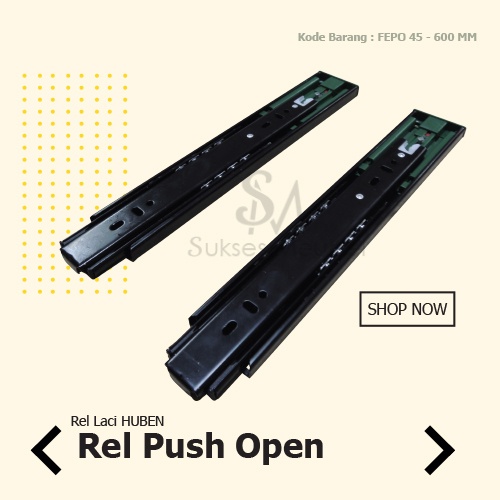 Jual HUBEN Rel Full Extention Push Open FEPO - 45 - 600 | Rel Laci ...