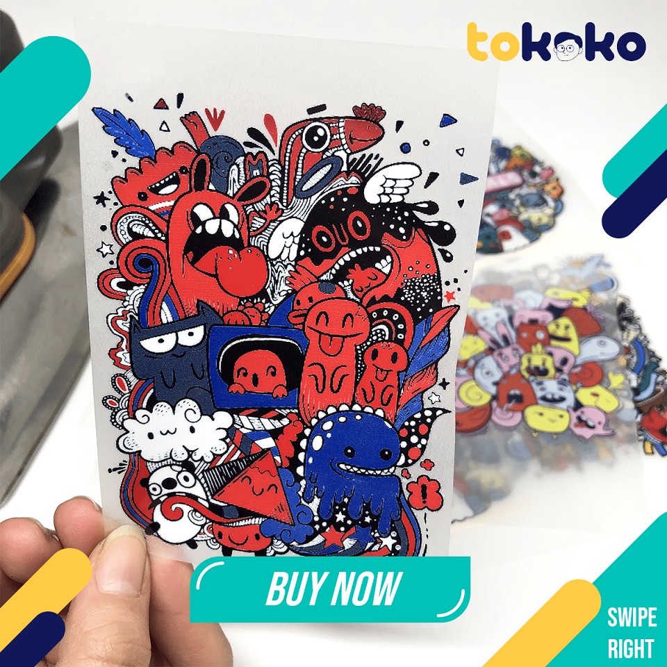 Jual Stiker Sablon Setrika Doodle Lucu Abstrak Sablon DTF Sablon Gosok ...