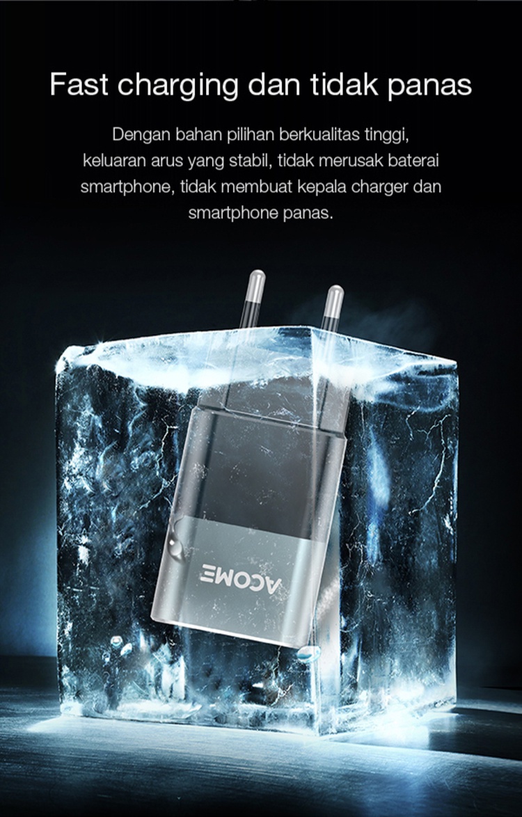 Jual ACOME Charger Original 3A QC3.0 Fast Charging Micro USB Type-C ...