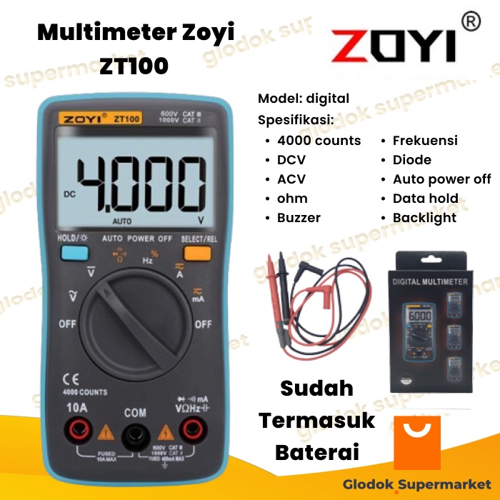 Jual Multimeter Zoyi ZT100 Auto Multitester Digital ZT 100 Avometer ...