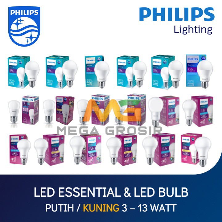 Jual Lampu Philips LED Essential 3W 5W 7W 9W 11W Bulb Mycare 3W 4W 6W 8W 10W 12W 13W Putih ...