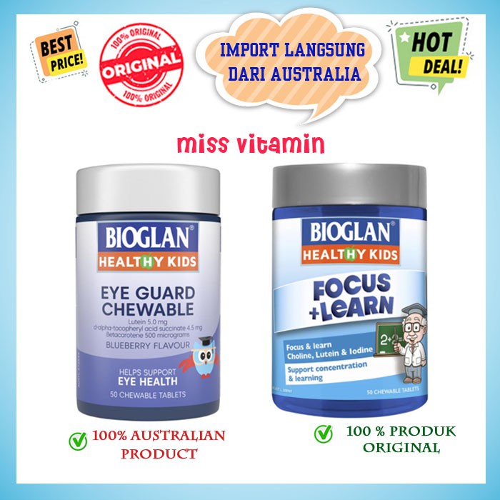 Jual Bioglan Kids Eye Guard Chewable / Focus + Learn isi 50 chewable ...