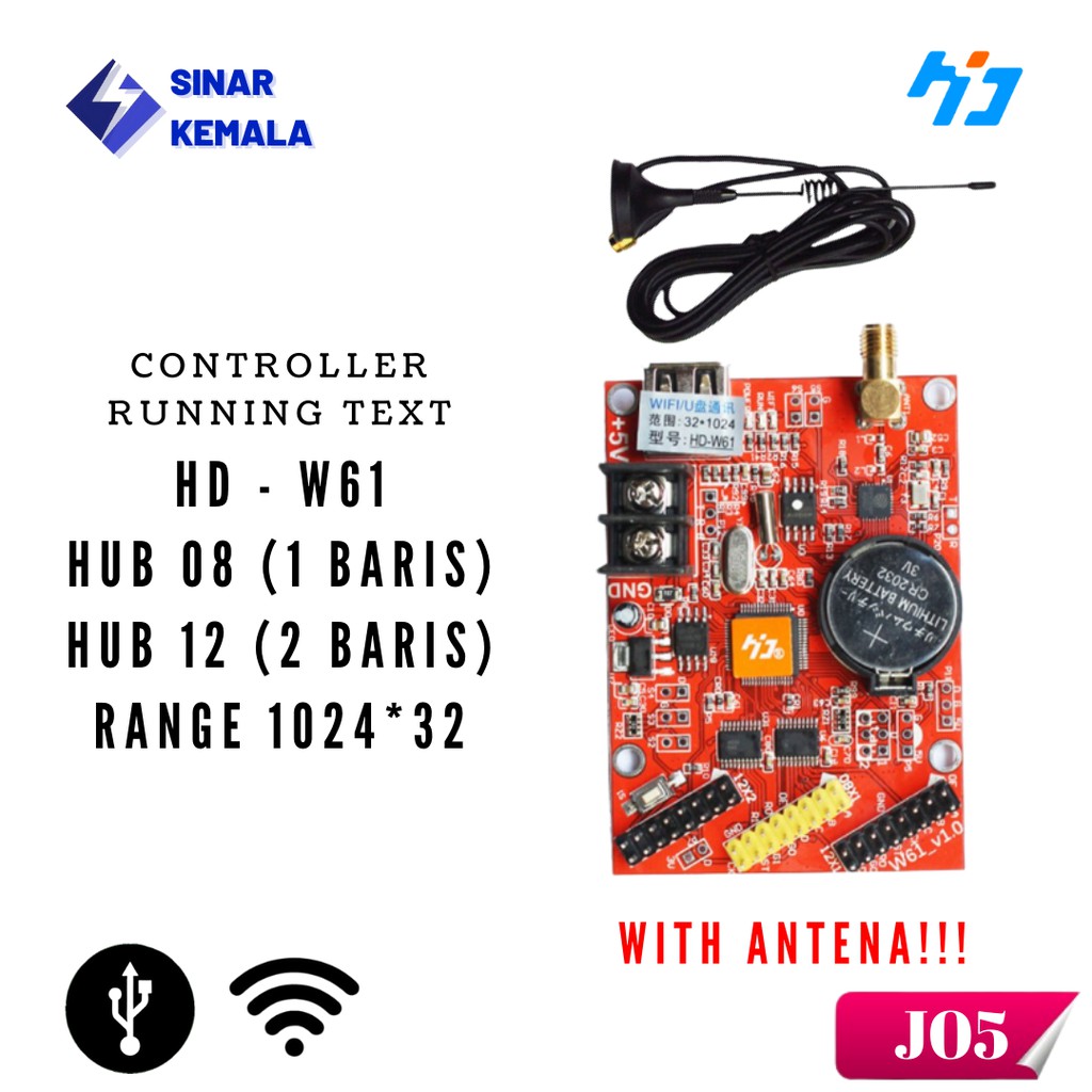 Jual HUIDU HD-W61 Controller 5V DC 1024x32PX Hub-12 USB WiFi 2 Baris ...