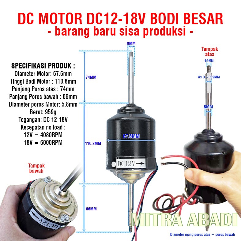 Jual Motor Dinamo Fan DC 12V - 18V AXIS AS 2 SISI BODI BESAR | Shopee Indonesia
