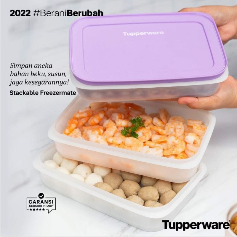 Jual Tupperware Stackable Freezermate 3 Layers - Purple // Wadah 3 ...