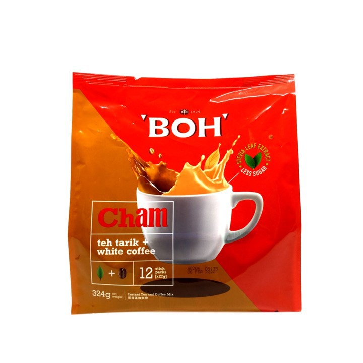 Jual BOH Cham Teh Tarik & White Coffee Kopi Putih 12 x 27 Gram | Shopee ...