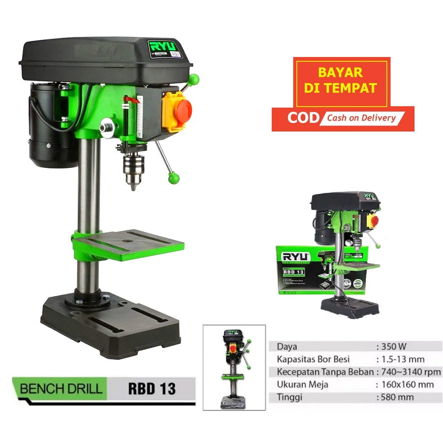 Jual RYU Mesin Bor Duduk 13 mm 13mm Bench Drill RBD 13 Bor Duduk / Mesin Bor Duduk 13 mm Chuck ...