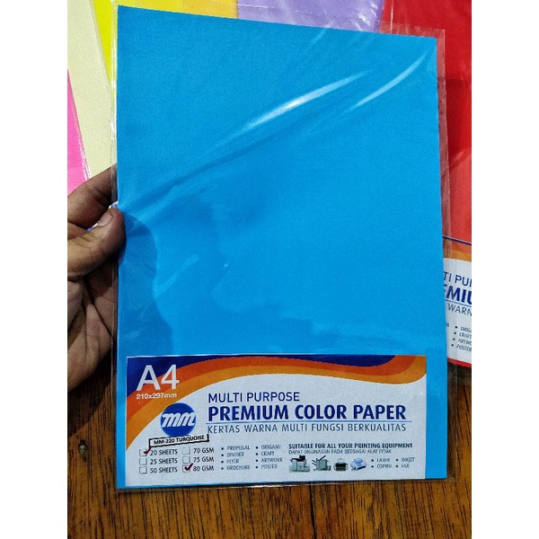 Jual Kertas Warna A4 / PaperFine 80GSM (1 pack isi 20 lembar) | Shopee ...