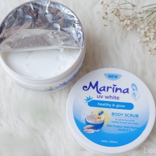 Jual Marina UV White Healthy & Glow Body Scrub - Body Scrub Marina BIRU ...