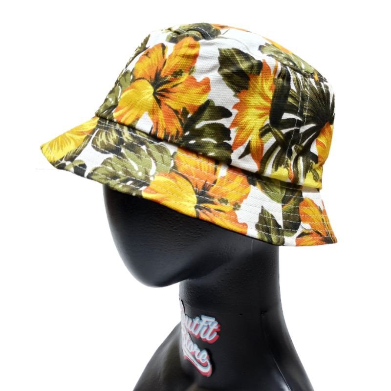 Jual Topi Bucket Daun Bunga Matahari Floral Pantai Fisherman Kanvas ...