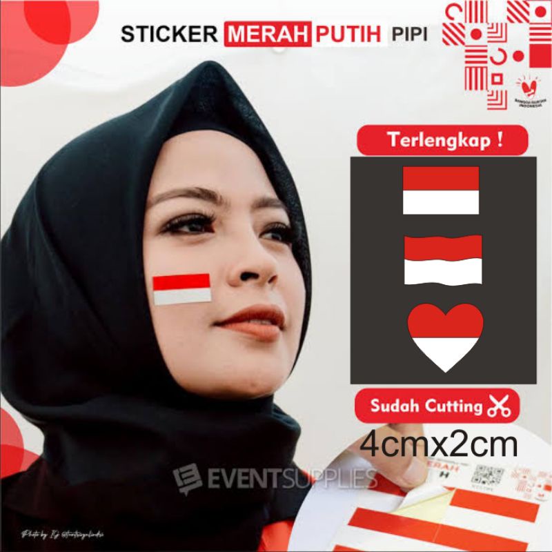 Jual sticker cutting stiker bendera merah putih(isi 2pcs +bonus 1pcs ...