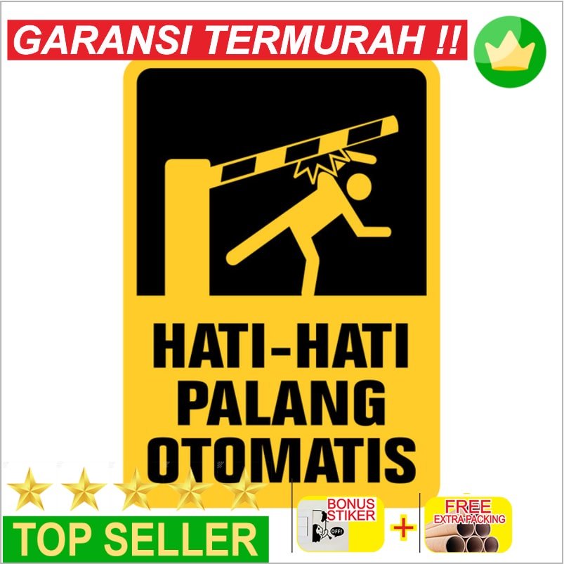 Jual Terlaris RAMBU HATI-HATI PALANG OTOMATIS 35CM X 50CM PLAT ...