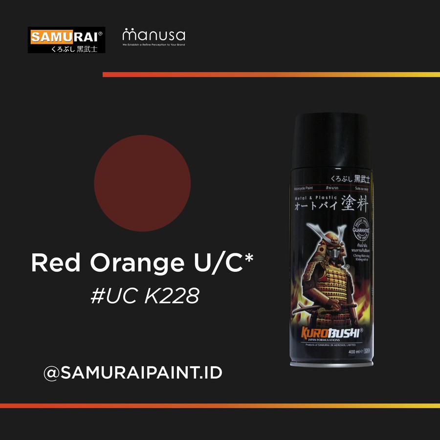 Jual (UnderCoat) UCK228 Red Orange - SAMURAI PAINT Cat semprot/Pilox | Shopee Indonesia
