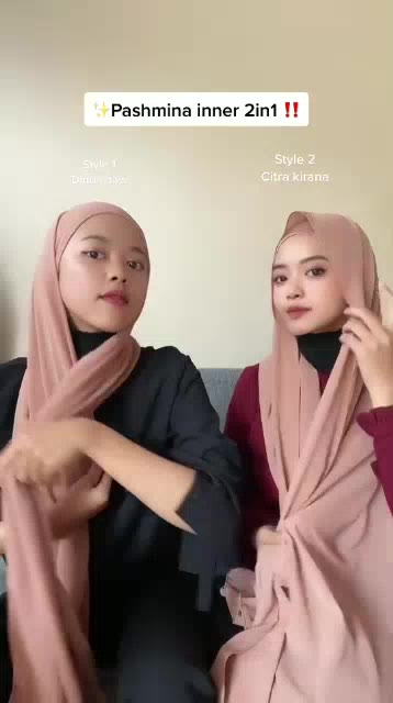 Jual PASHMINA INNER 2IN1 BISA BOLAK BALIK || CERUTY BABYDOLL PREMIUM | Shopee Indonesia