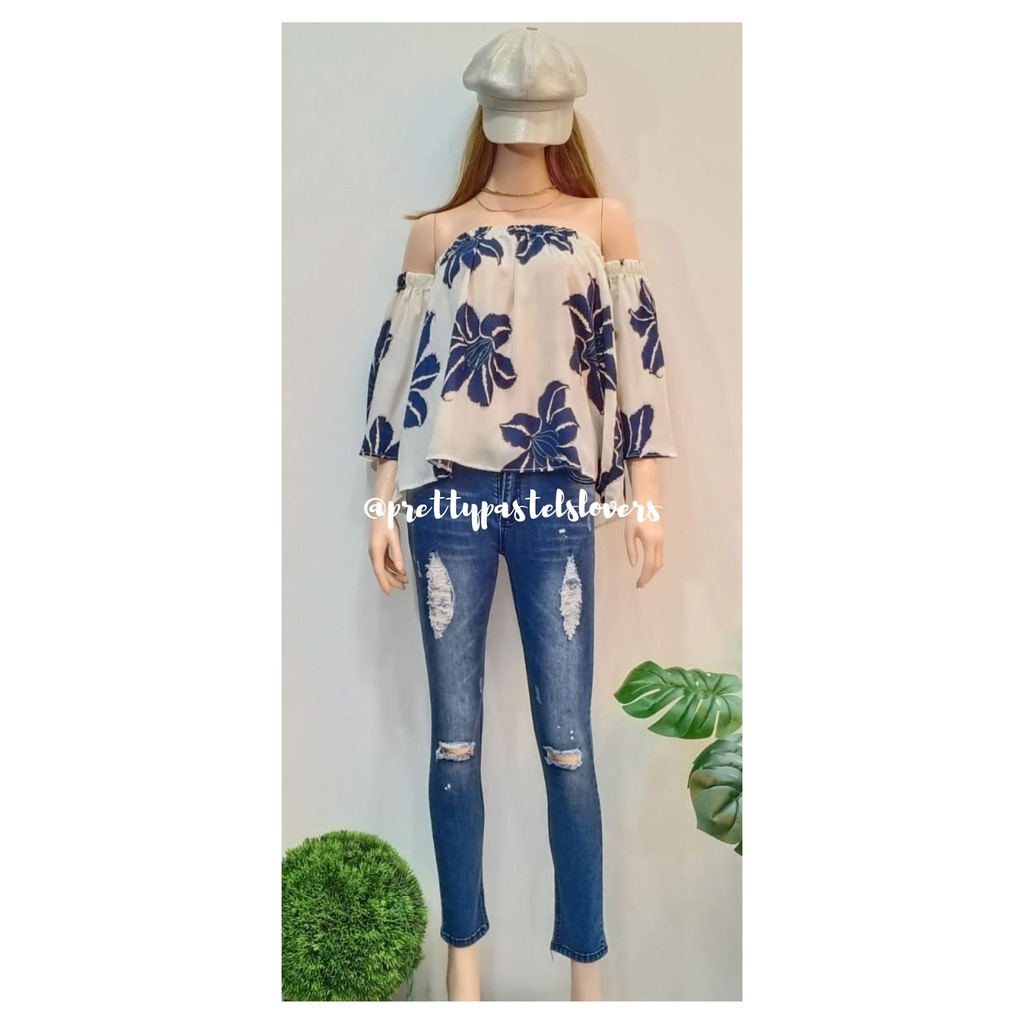 Jual Pretty Pastels - Blus Wanita ( Sabrina Flower ) | Shopee Indonesia