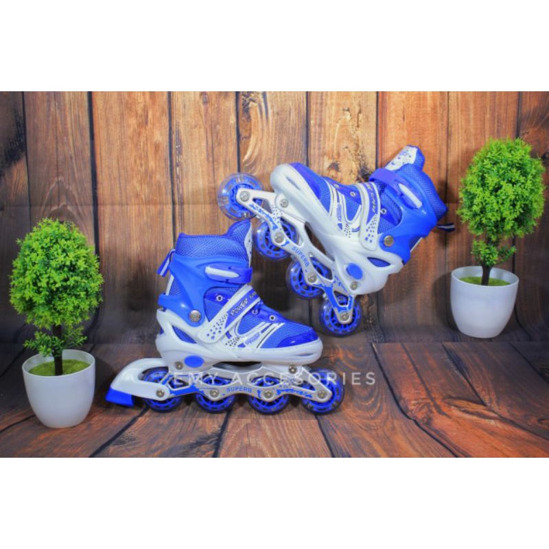 Jual Sepatu Roda POwer Inline Skate/ BAJAJ ( BLUE ) | Shopee Indonesia