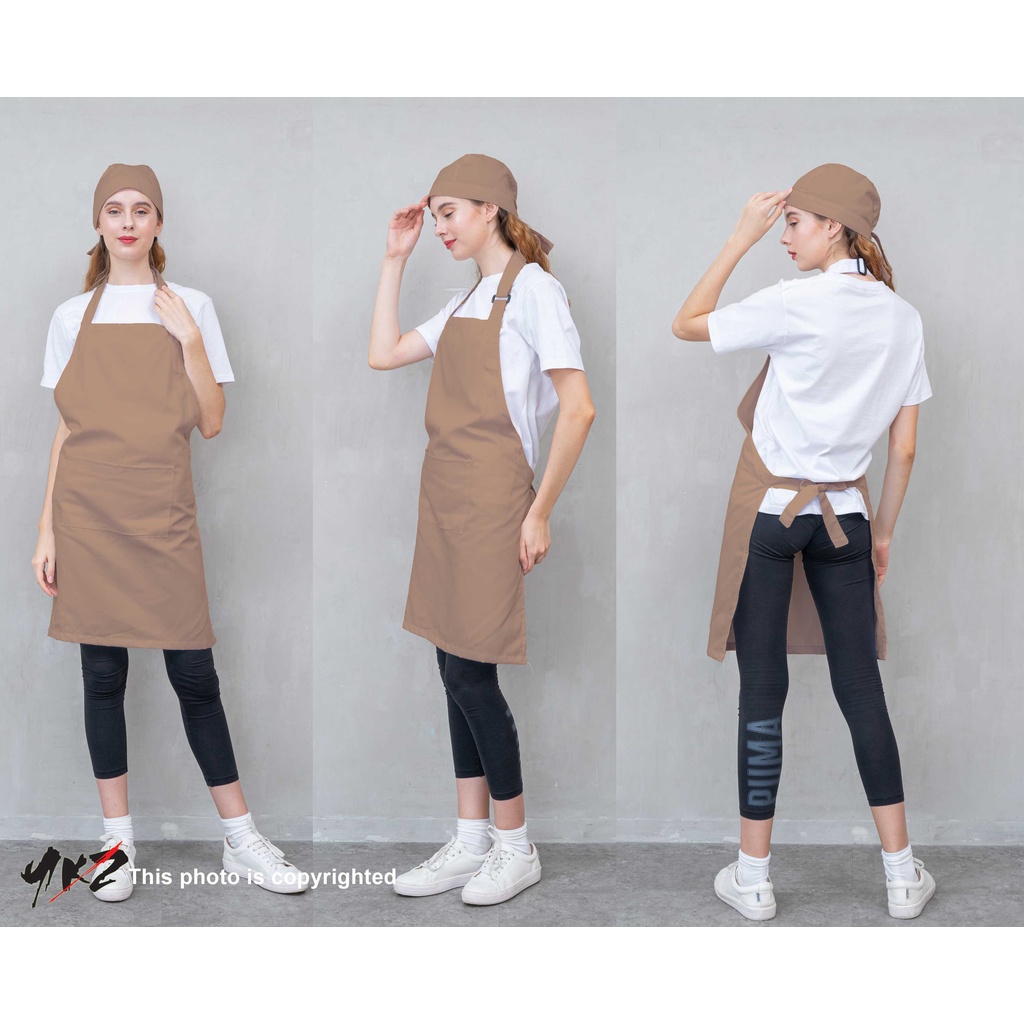 Jual apron polos coklat muda /khaki apron standart for barista /resto ...