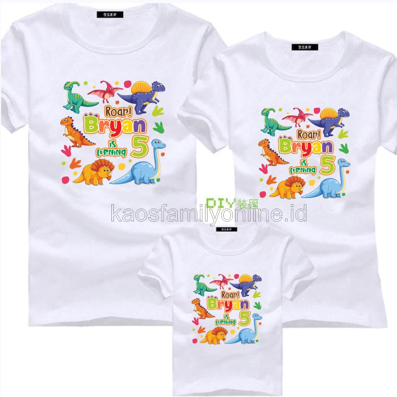 Jual Baju Kaos Ulang Tahun Keluarga Dino Dinosaurs Dinosaurus Family ...