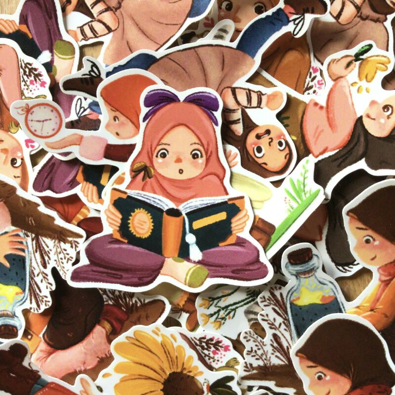 Jual Sticker Satuan - Hijab Girl/ Muslimah - Stiker Aesthetic Lucu ...