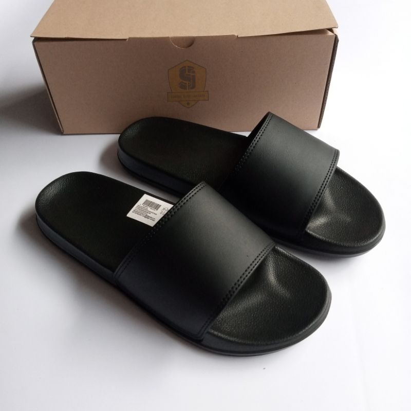Jual SANDAL SLIDE PRI WANITA HITAM POLOS/SENDAL SLIPON HITAM ORIGINAL ...