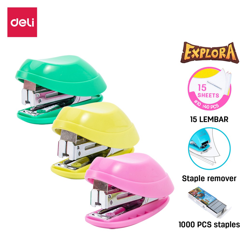 Jual Deli Stapler #10 mini + 1box staples dengan desain ergonomis dan ...