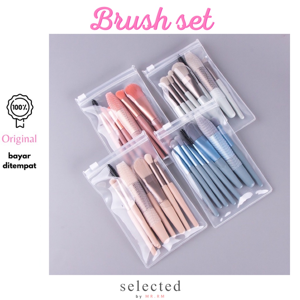 Jual SELECTED Kuas Set Make Up 8pcs Brush Set Mini Travel Brush ...