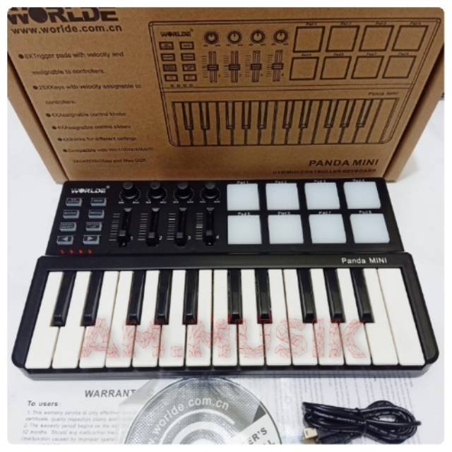 Jual MIDI CONTROLLER WORLDE PANDA MINI PORTABLE MINI 25 KEY USB ...