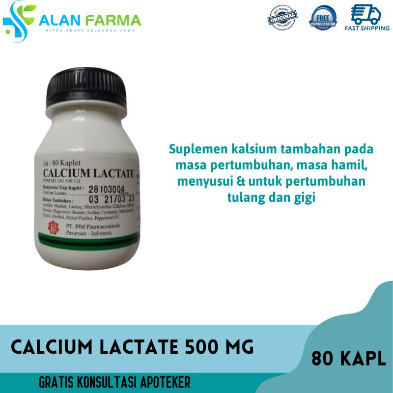 Jual CALCIUM LACTAT 500 MG BOTOL / KALK BOTOL / KALSIUM LAKTAT TABLET ...
