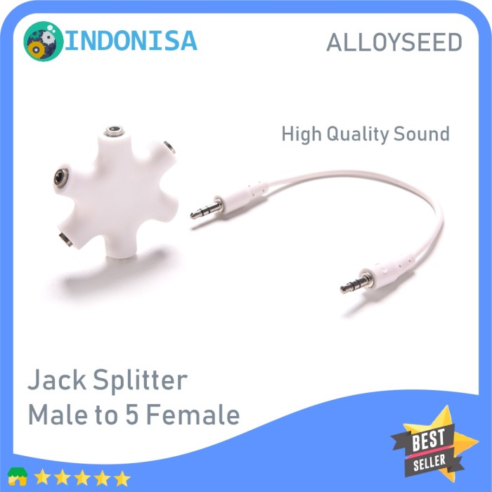 Jual Splitter Jack Male to 5 female Splitter Audio Aux 3.5mm - Putih ...