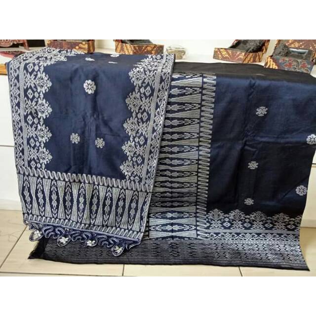 Jual Kain Songket Tenun Silungkang Warna Biru Dongker | Shopee Indonesia