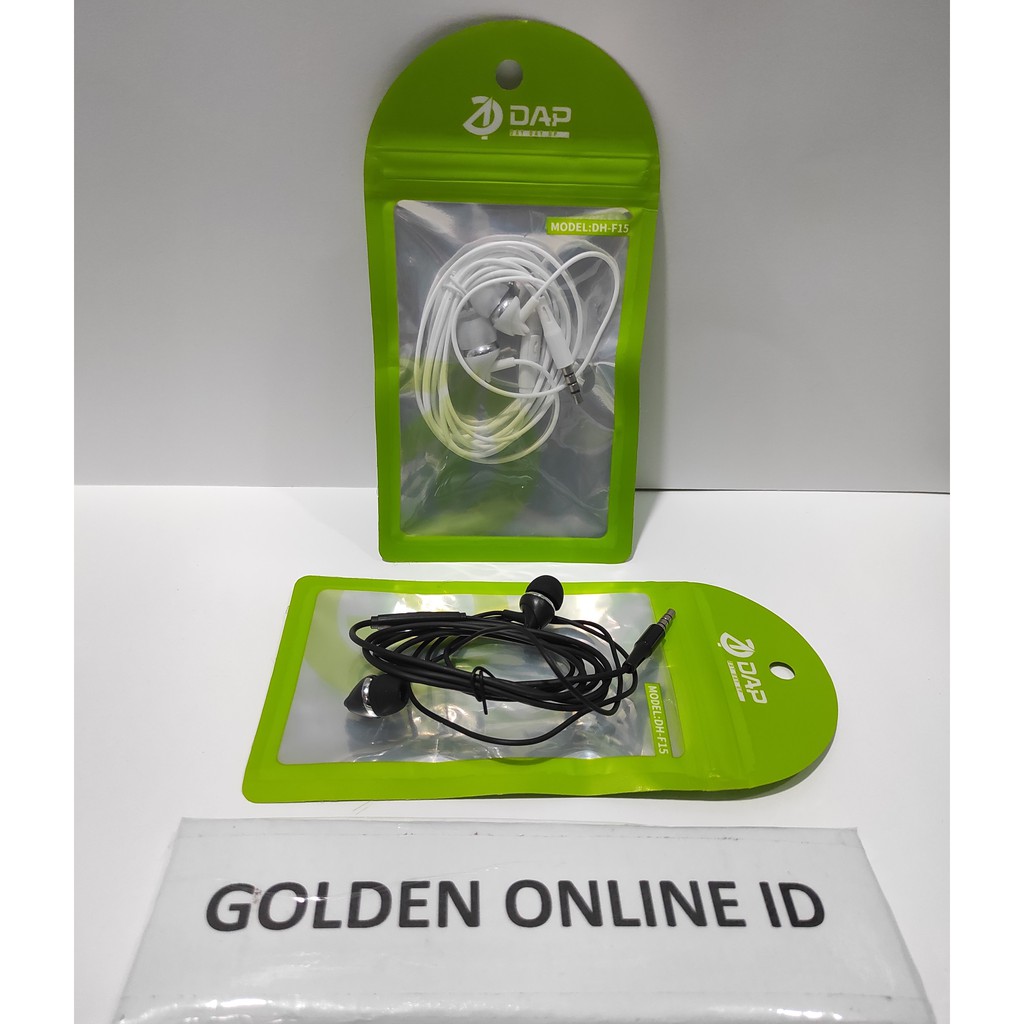 Jual Headset DAP DH-F15 Bass Boost With Mic Jack 3.5 mm panjang kabel ...