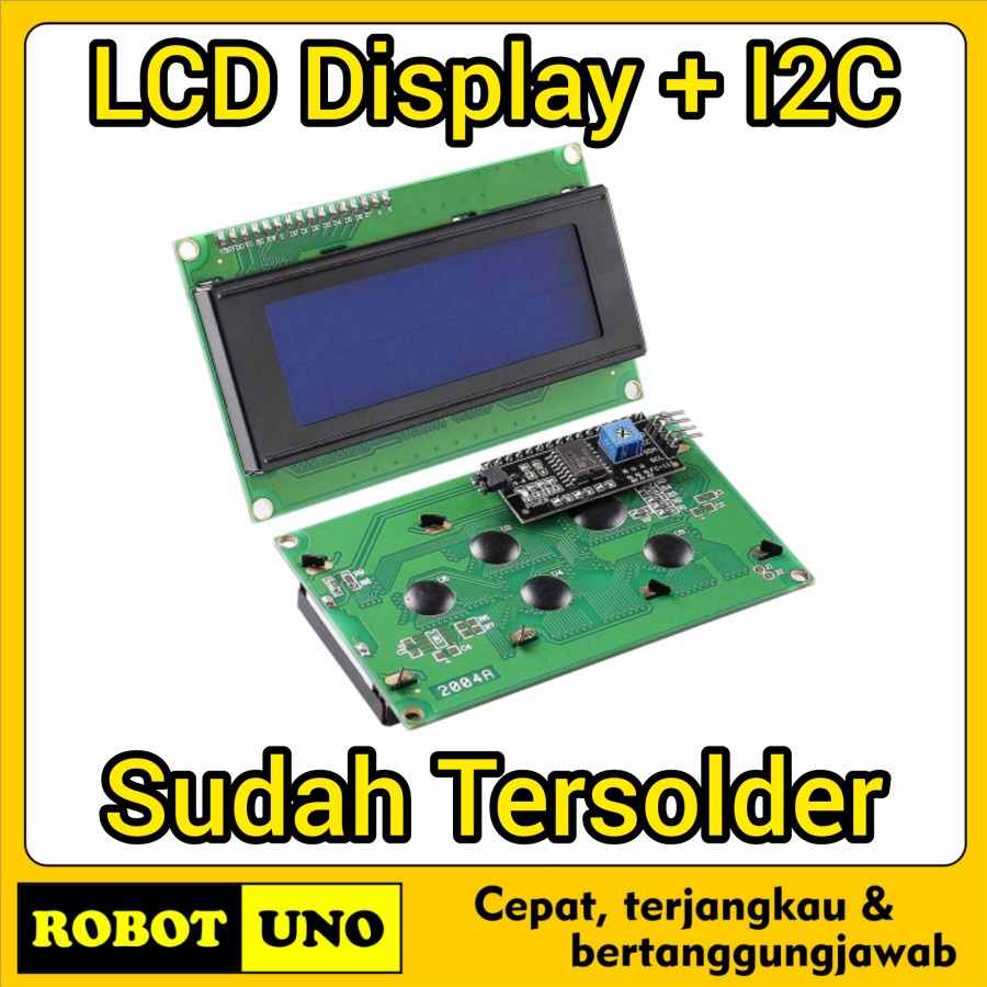 Jual LCD 20x4 2004 + I2C Serial Interface Biru Display LCD 2004 5V Biru ...