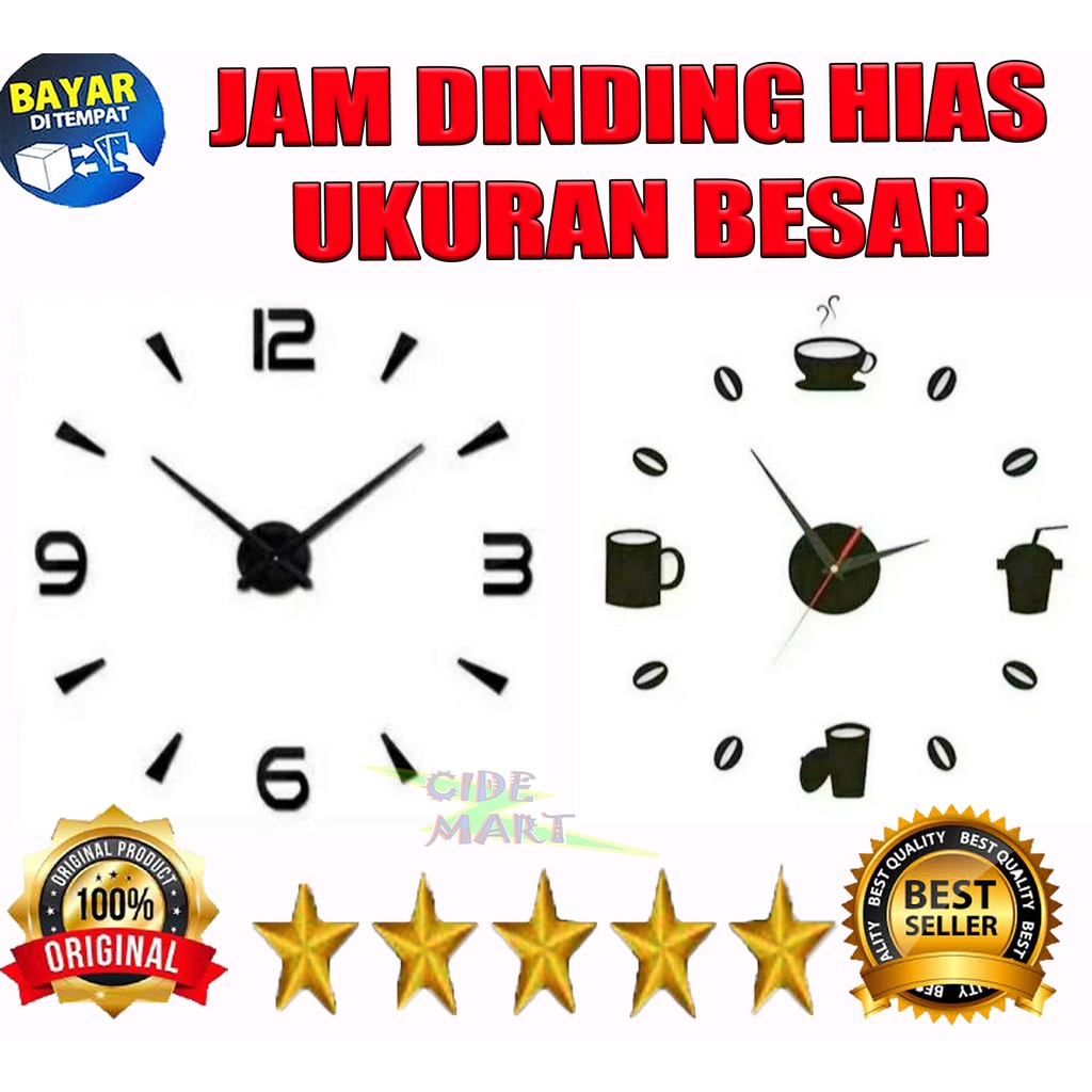 Jual Jam Dinding Tempel Besar DIY Dekorasi Hiasan Dinding Jam Dinding ...