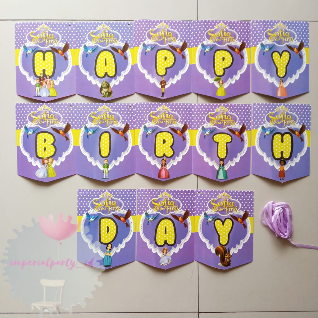 Jual Banner Bunting Flag Happy Birthday HBD Sofia Princess Disney ...