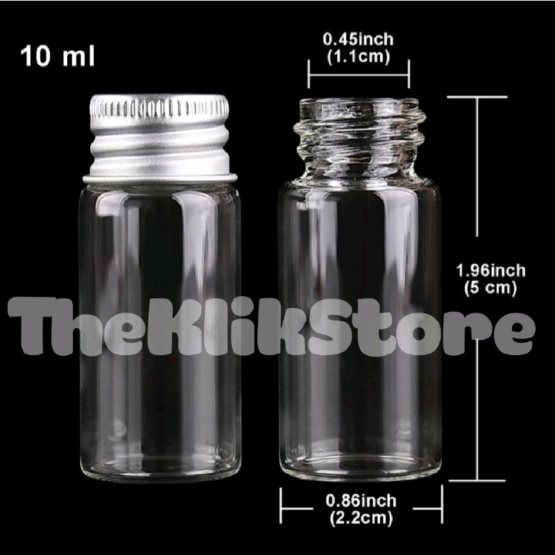 Jual Botol Ulir Kaca Kecil 10ml Tutup Aluminium Cap Mini Glass Bottle ...