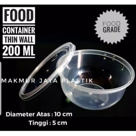 Jual Thinwall Bulat 200 Ml Isi 25 Pc Kotak Makan Food Container Tahan