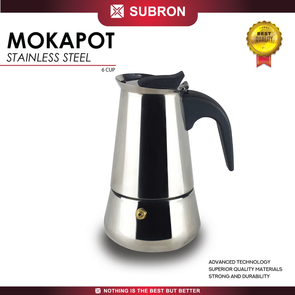 Jual SUBRON Manual Espresso Coffee Maker Mokapot Stainless 6 Cup 300ML ...